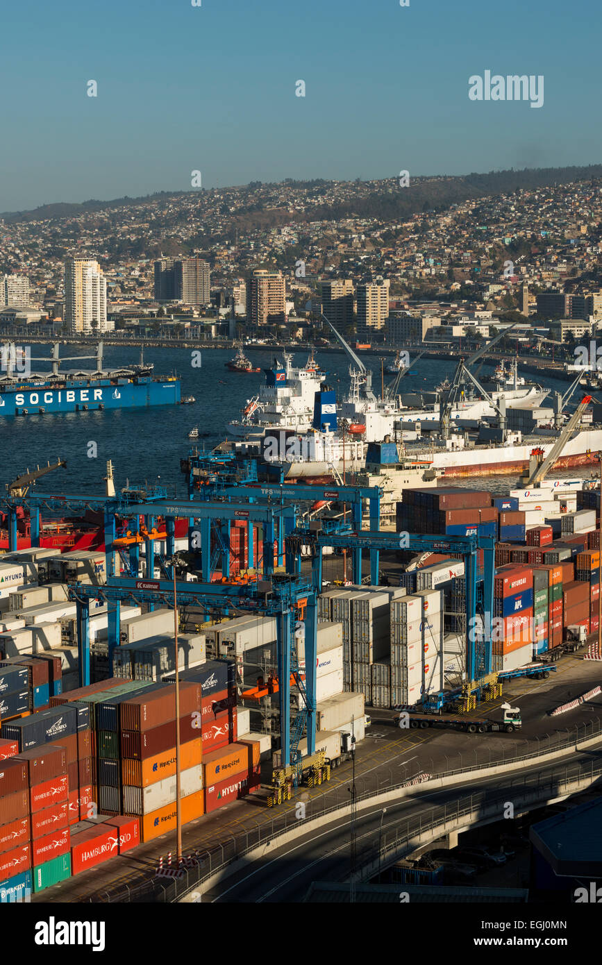 View of city and ports from Paseo 21 de Mayo, Cerro Playa Ancha ...