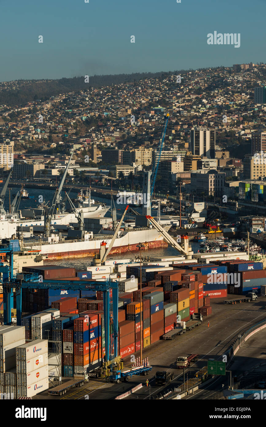 View of city and ports from Paseo 21 de Mayo, Cerro Playa Ancha ...