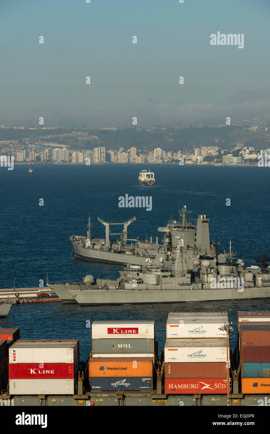 View of city and ports from Paseo 21 de Mayo, Cerro Playa Ancha ...