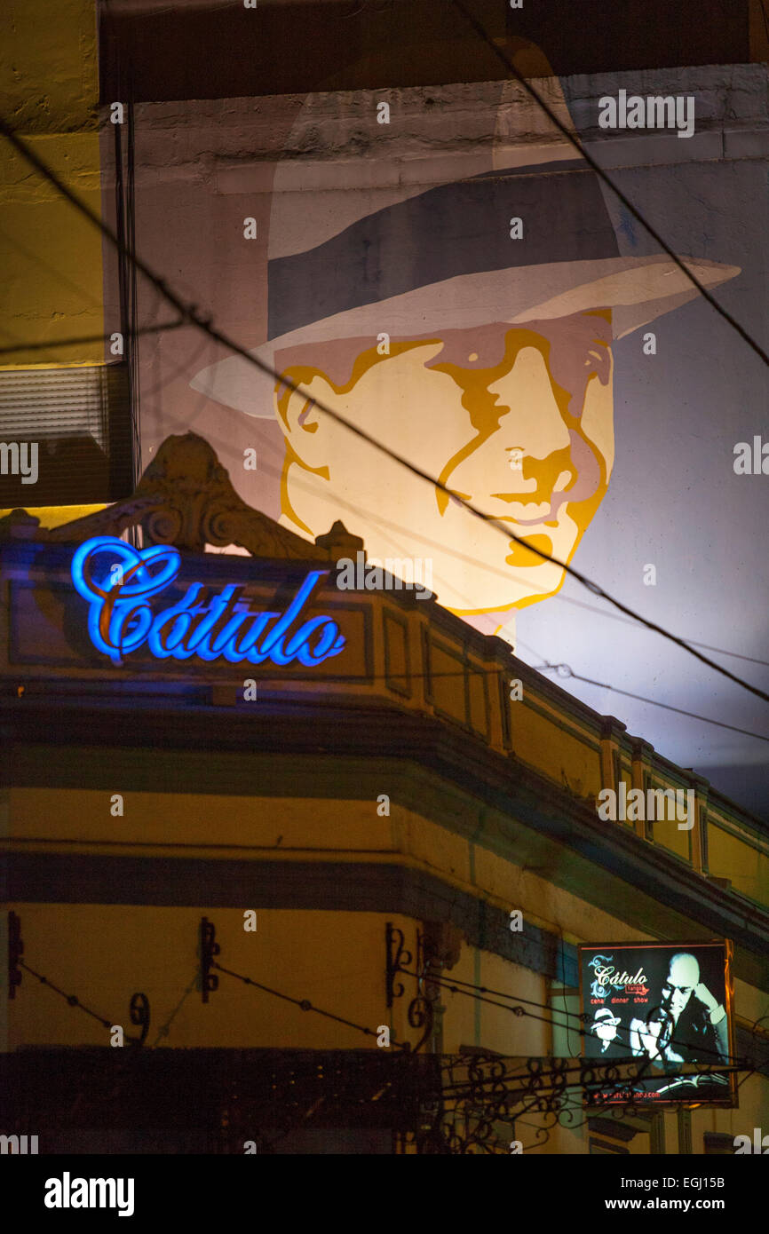 The "Catulo Tango" dinner & show club, with the image of the artist ...