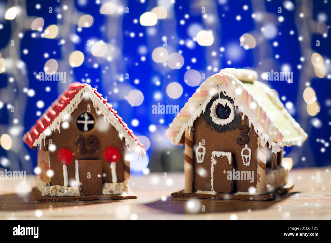 closeup of beautiful gingerbread houses at home Stock Photo - Alamy
