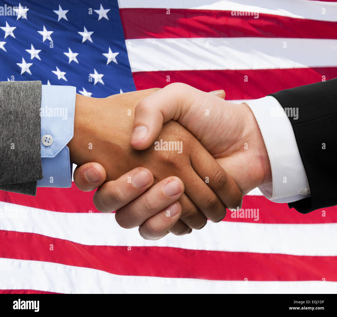 close up of handshake over american flag Stock Photo - Alamy