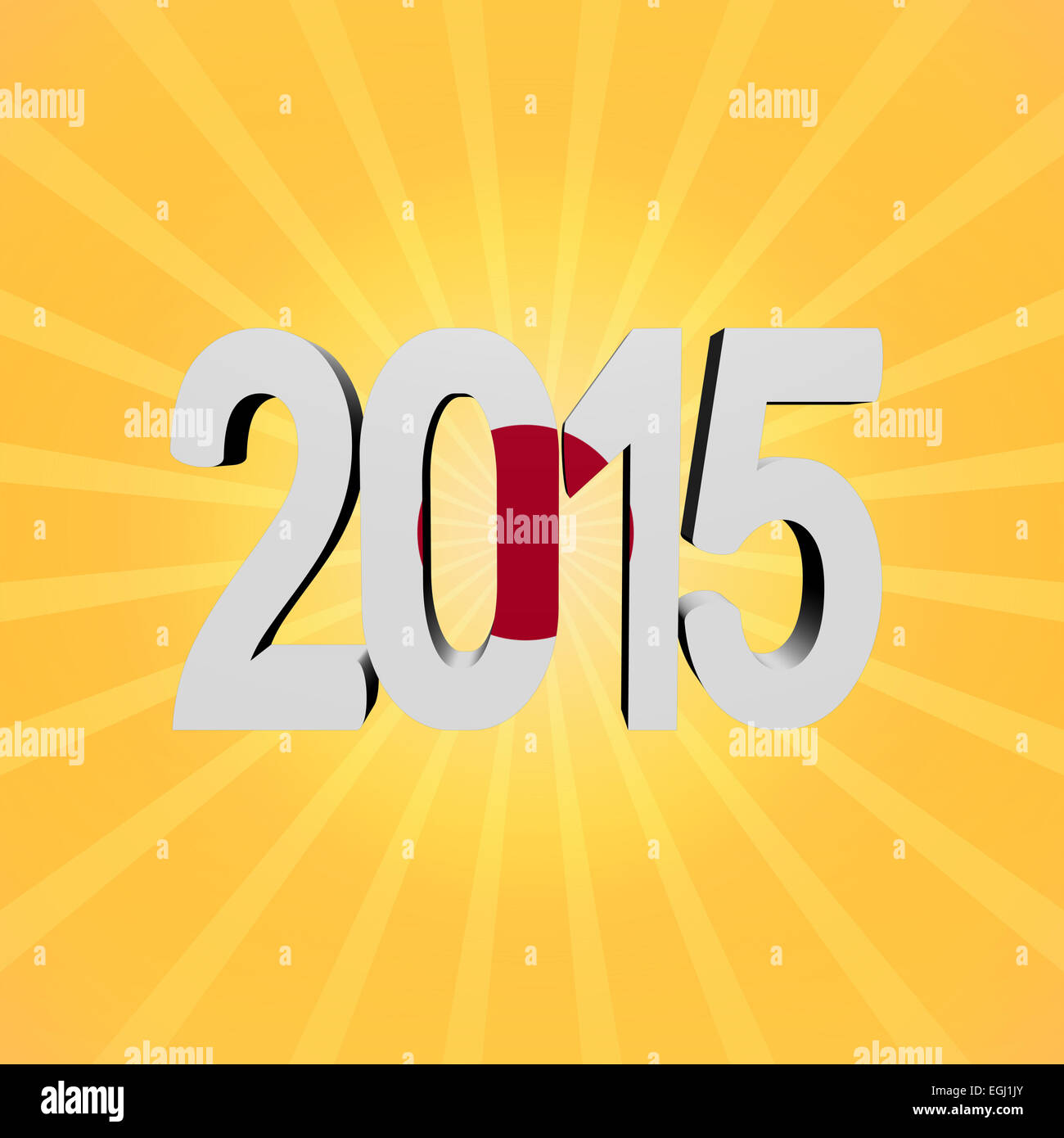 Japanese flag 2015 text on sunburst illustration Stock Photo - Alamy