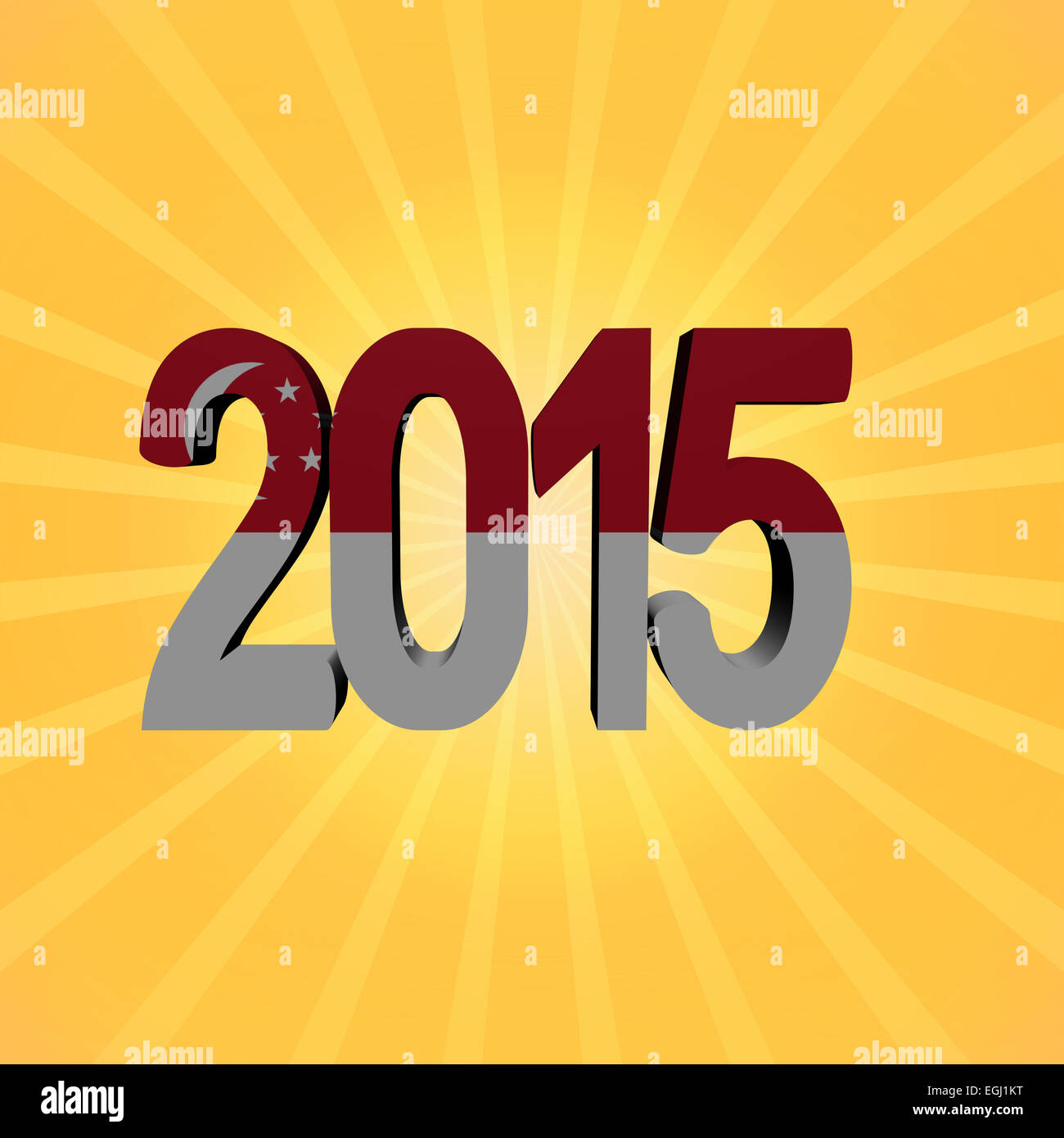 Singapore flag 2015 text on sunburst illustration Stock Photo - Alamy