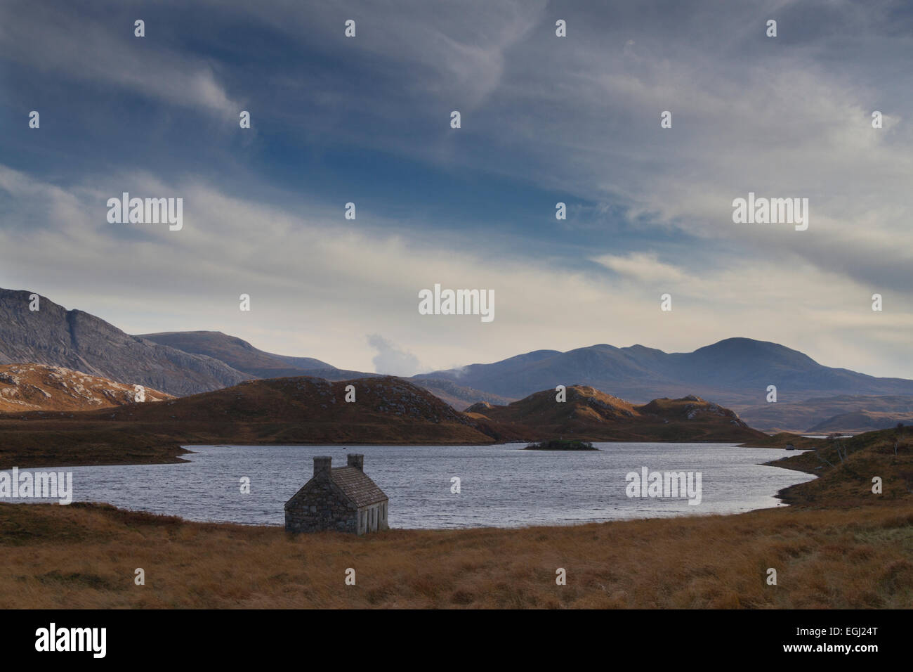 Lonely cottage at Loch Stack, Sutherland Stock Photo - Alamy