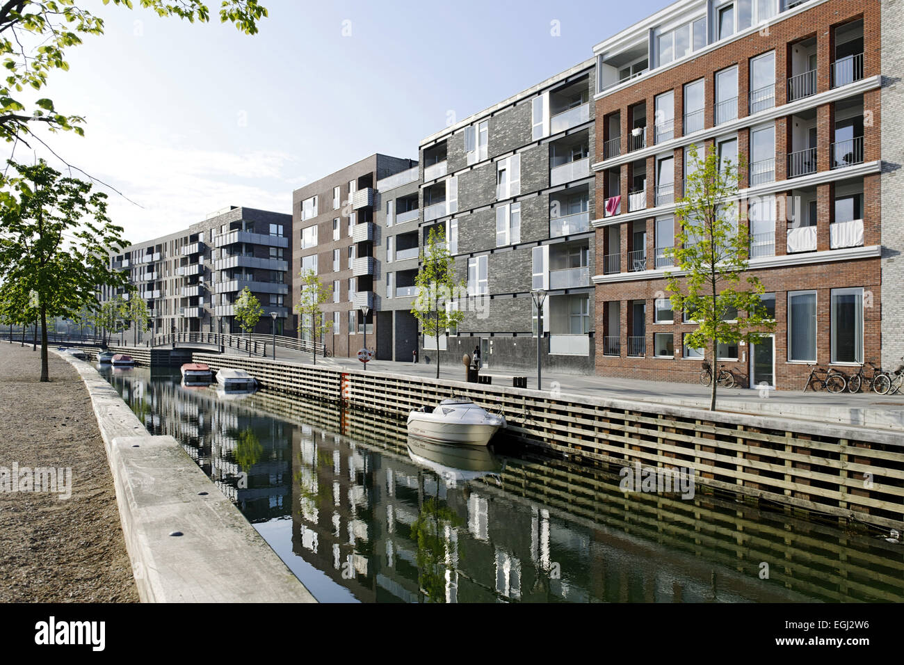 Modern architecture, flats in Sluseholmen, Copenhagen, Denmark ...