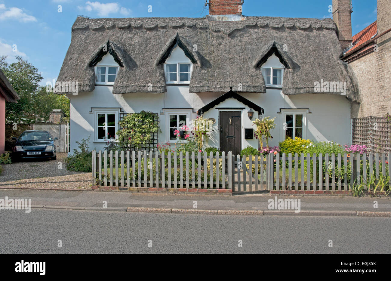 Walsham Le Willows Thatched Cottage Suffolk East Anglia England Stock ...