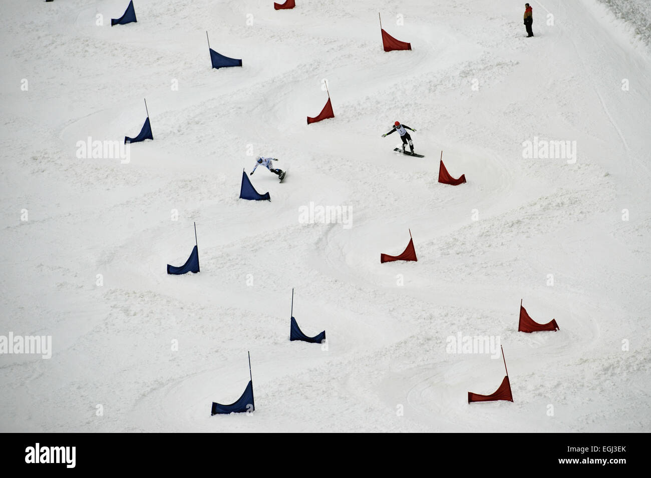 Daniela Ulbing (left) of Austria competes to finish second and Yvonne ...