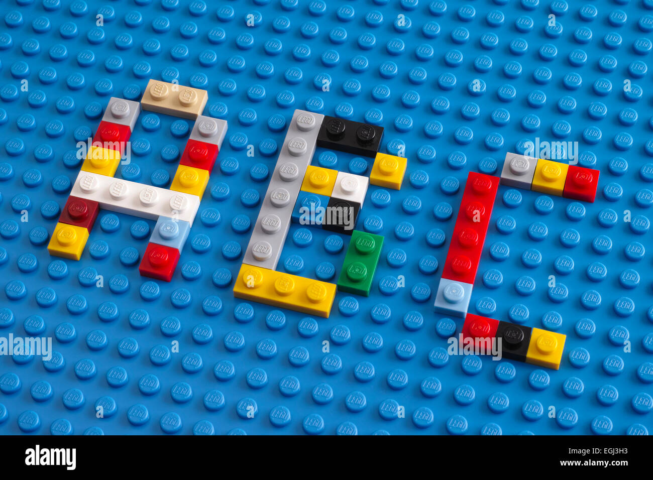 Tambov, Russian Federation - February 20, 2015 Lego custom letter A, B ...