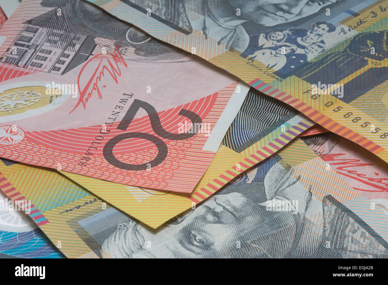 Close Up pile of Australian Money Stock Photo - Alamy