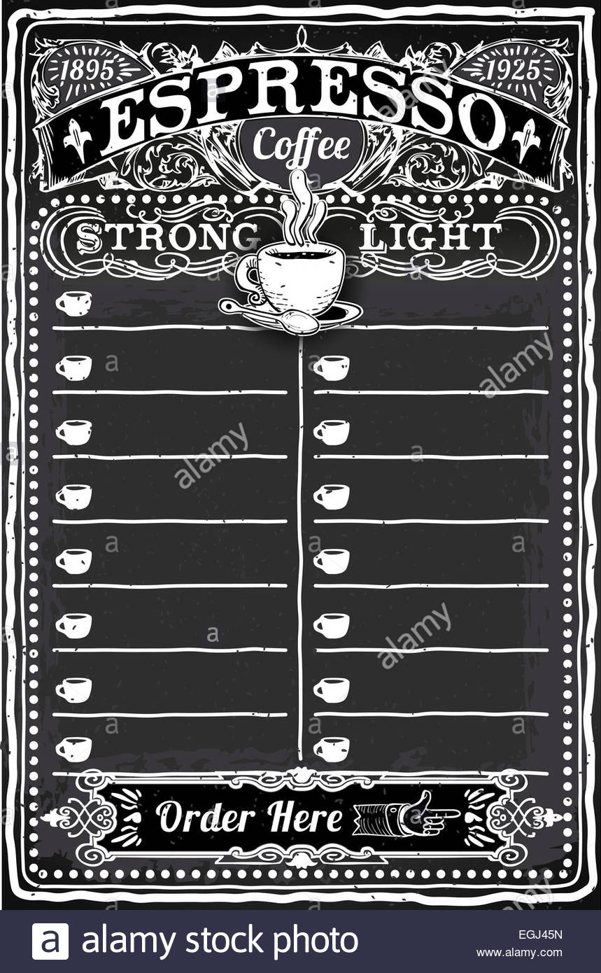 Hand Drawn Cafe Menu Board Stock Photos & Hand Drawn Cafe Menu Board ...