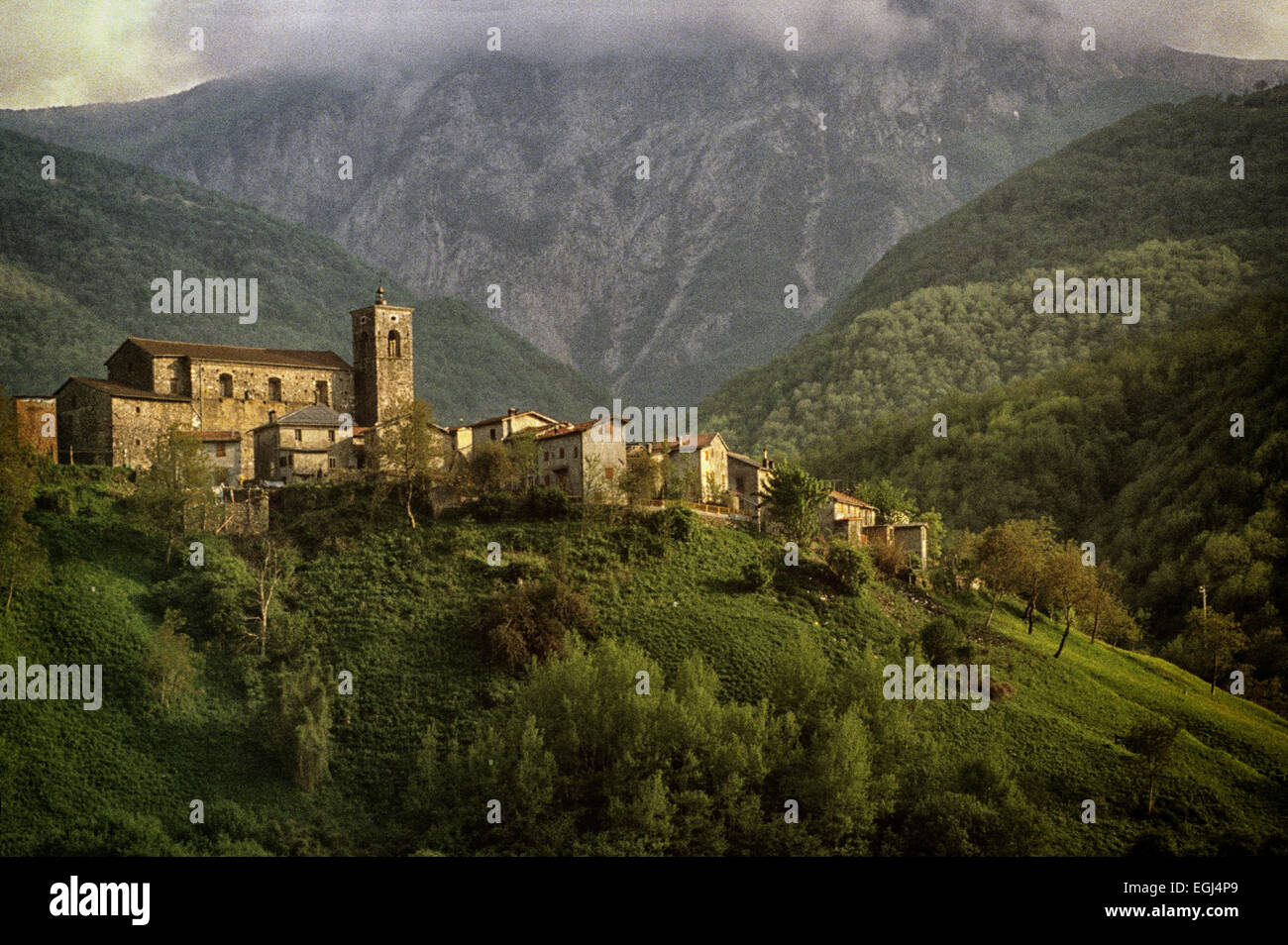 Lake Vagli in Tuscany. Under the lake lies the flooded remains of Vagli ...
