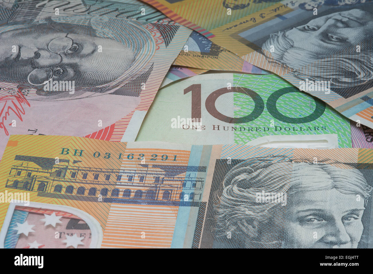 Close Up pile of Australian Money Stock Photo - Alamy