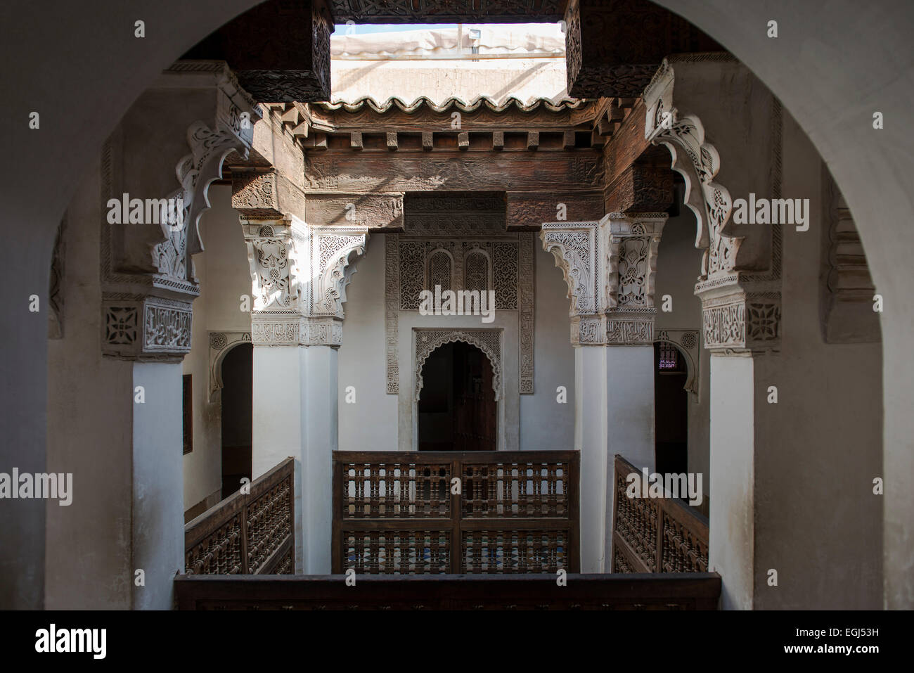 Interior the Medersa Ben Youssef, Medina, Marrakech, Morocco Stock ...