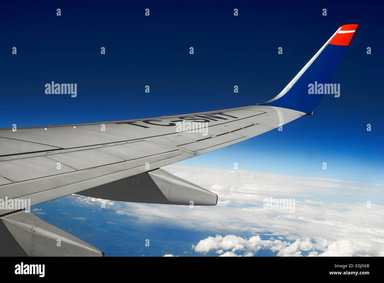 Above the clouds, airplane, wing Stock Photo - Alamy
