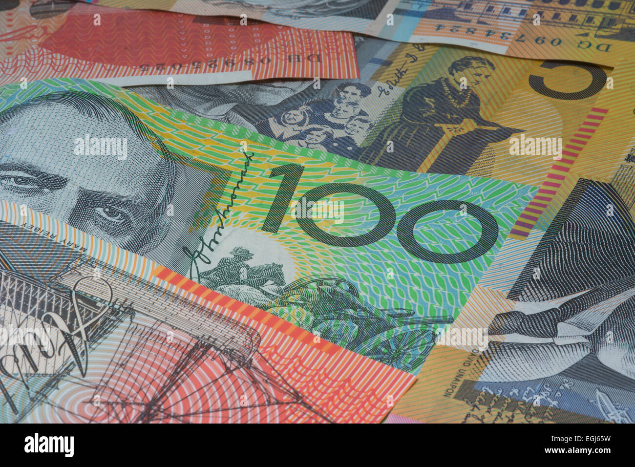 Close Up pile of Australian Money Stock Photo - Alamy