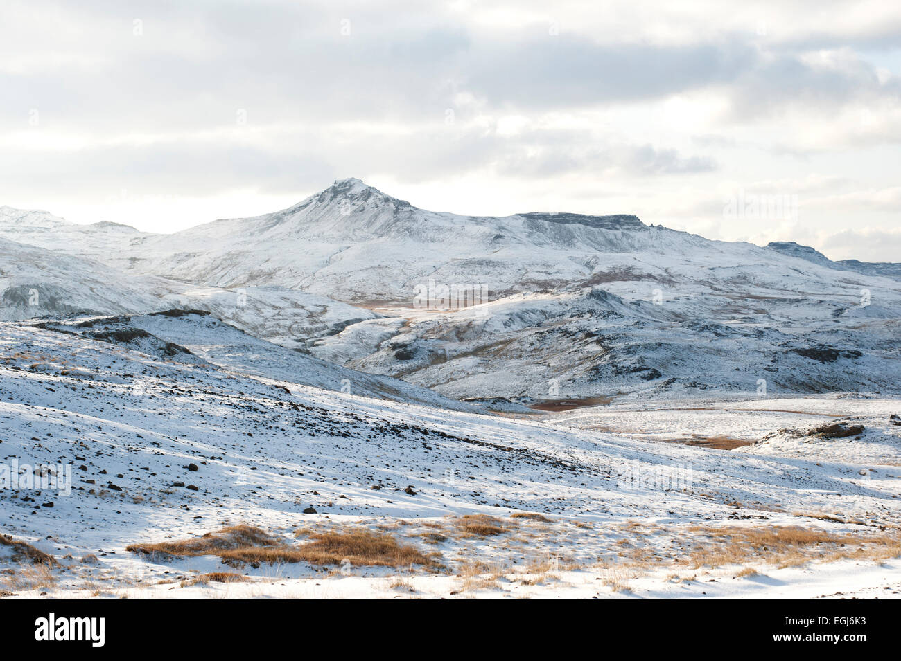 mountains Frodarheidi, route 54, Snaefellsnes, West Iceland Stock Photo ...