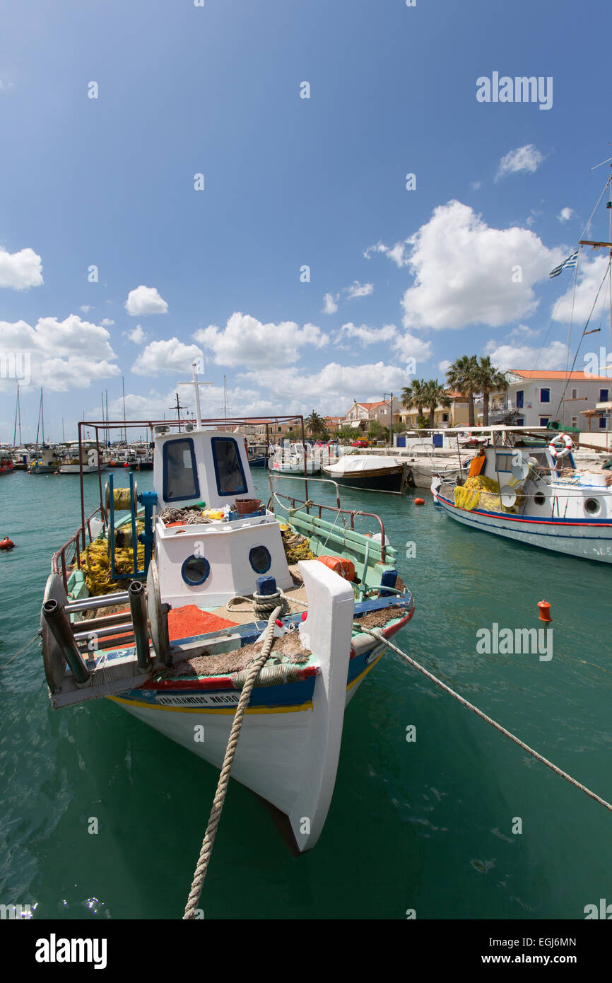 Town of Lixouri, Kefalonia. Picturesque view of traditional Greek ...