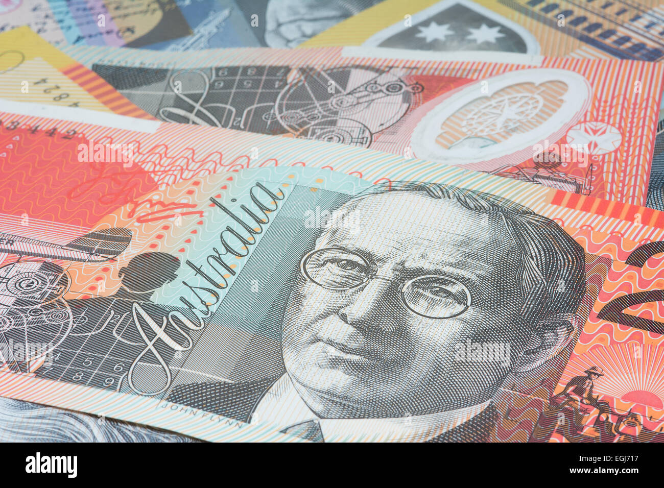 Close Up pile of Australian Money Stock Photo - Alamy