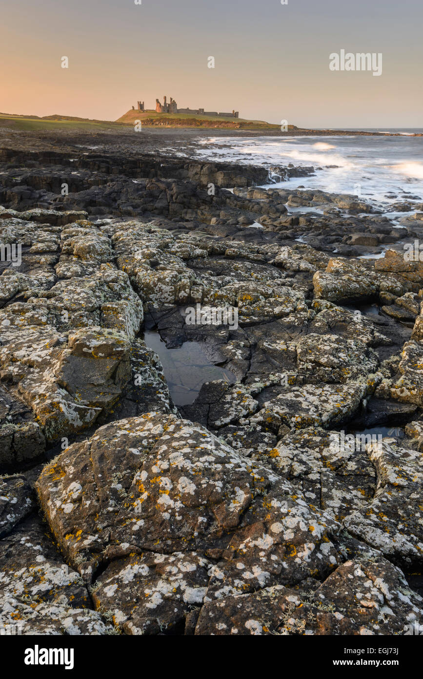 A view of Dunstanburgh Castle in Northumberland Stock Photo - Alamy