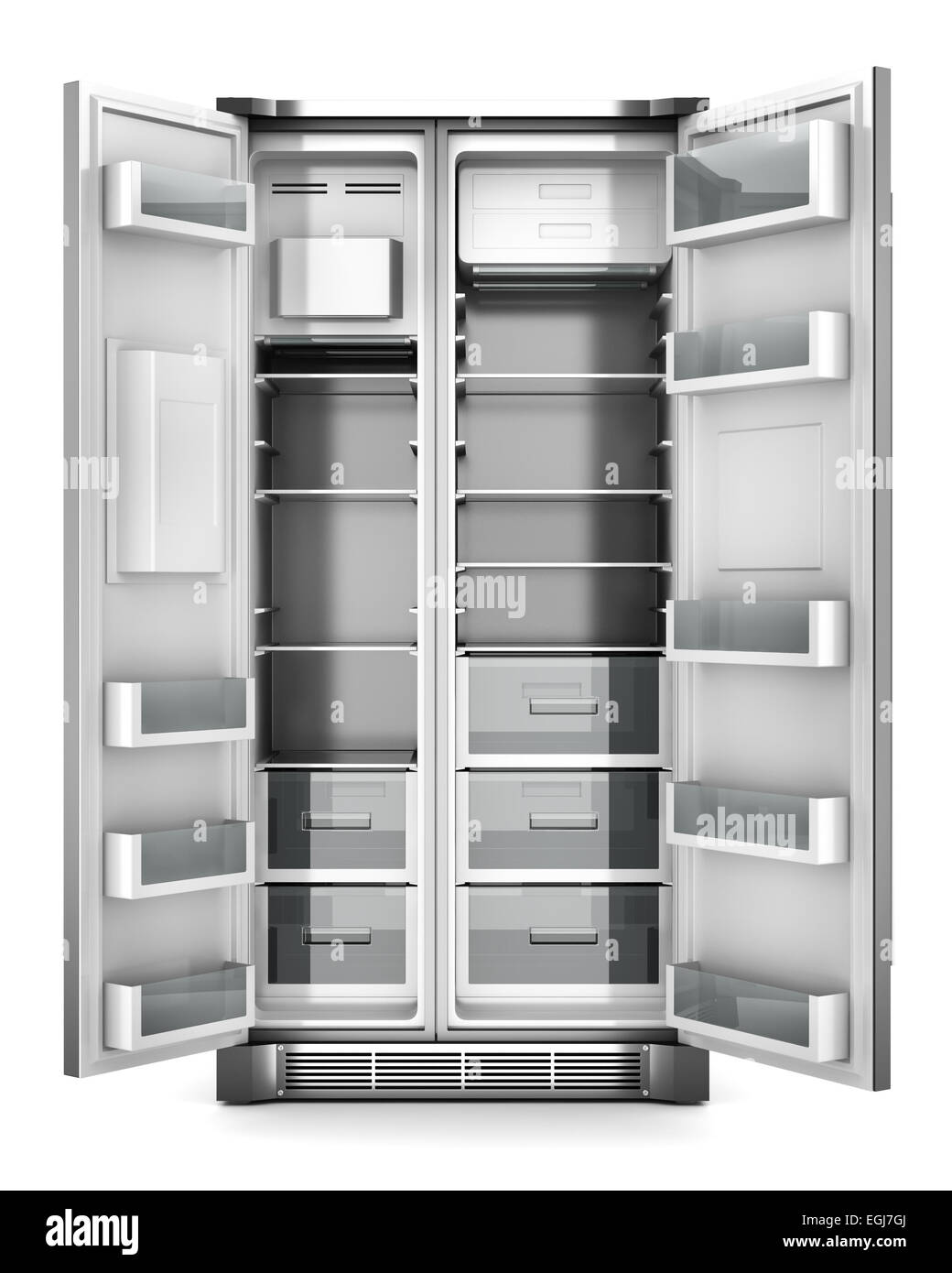 modern refrigerator with open doors isolated on white background Stock ...