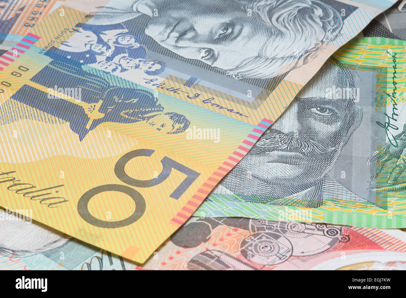Close Up $50 Banknote Australian Money With Edith Cowan Stock Photo - Alamy