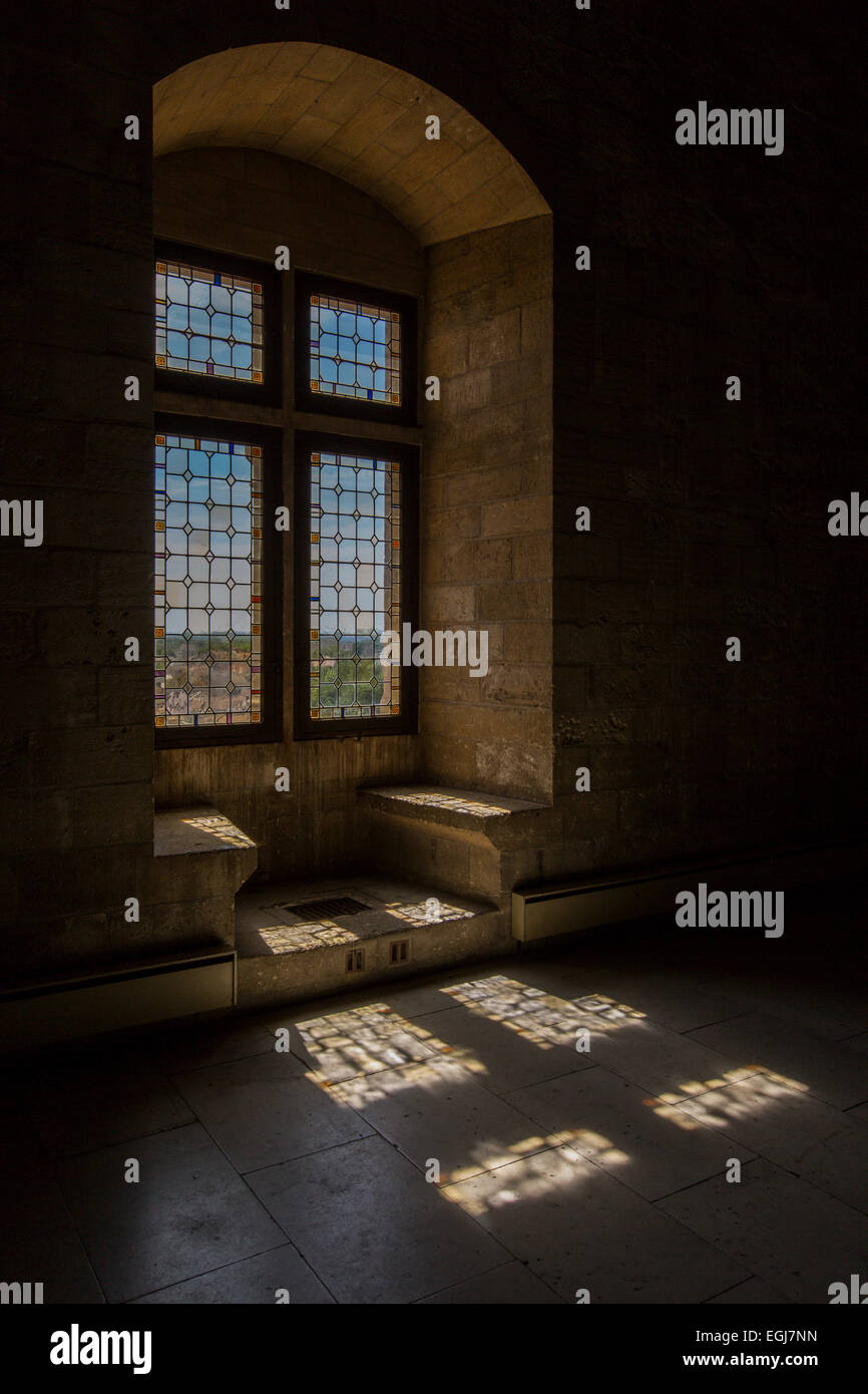 AVIGNON, FRANCE - MAY 12, 2014: A view of an old window inside the ...
