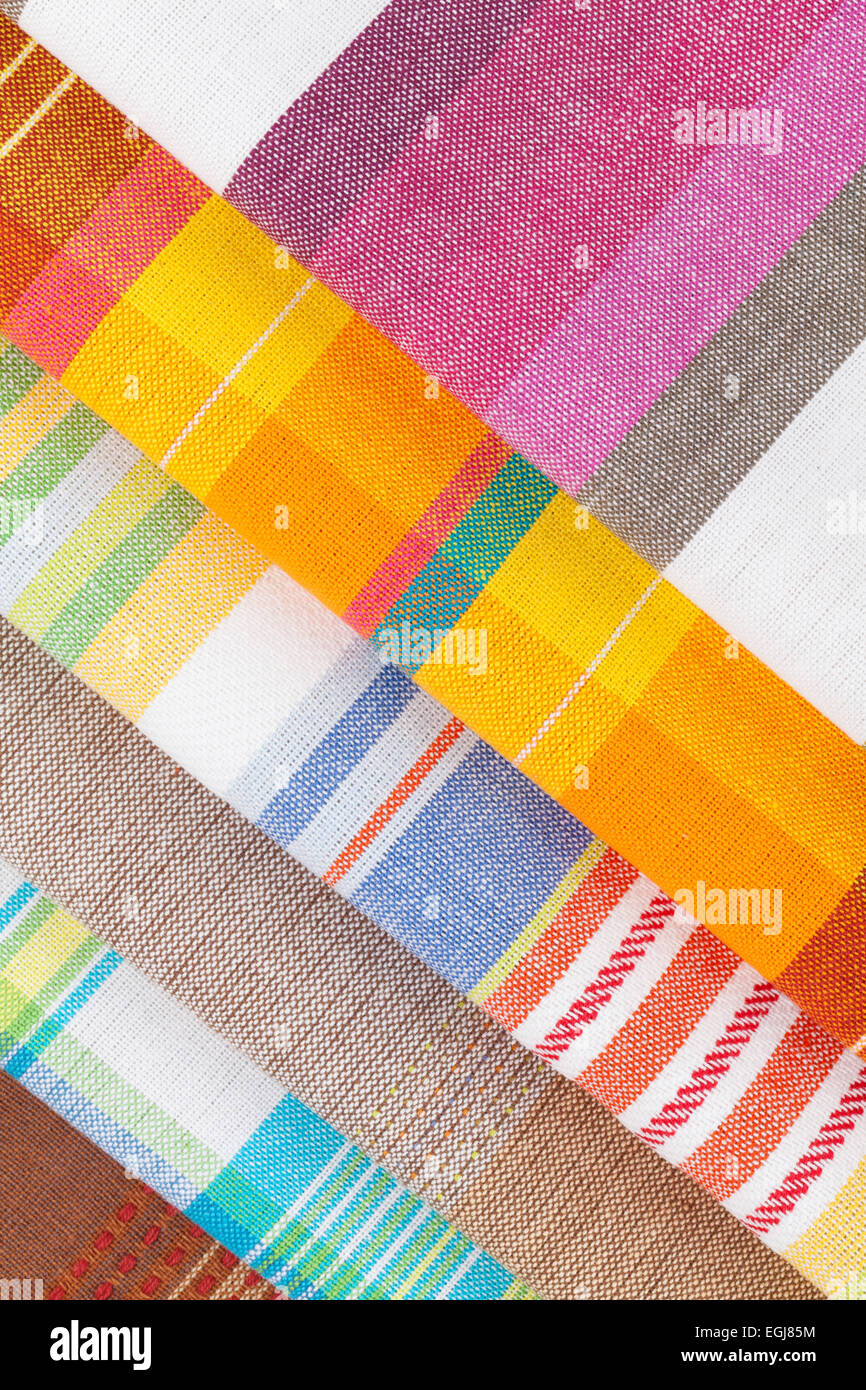 Colorful kitchen towels closeup texture Stock Photo - Alamy