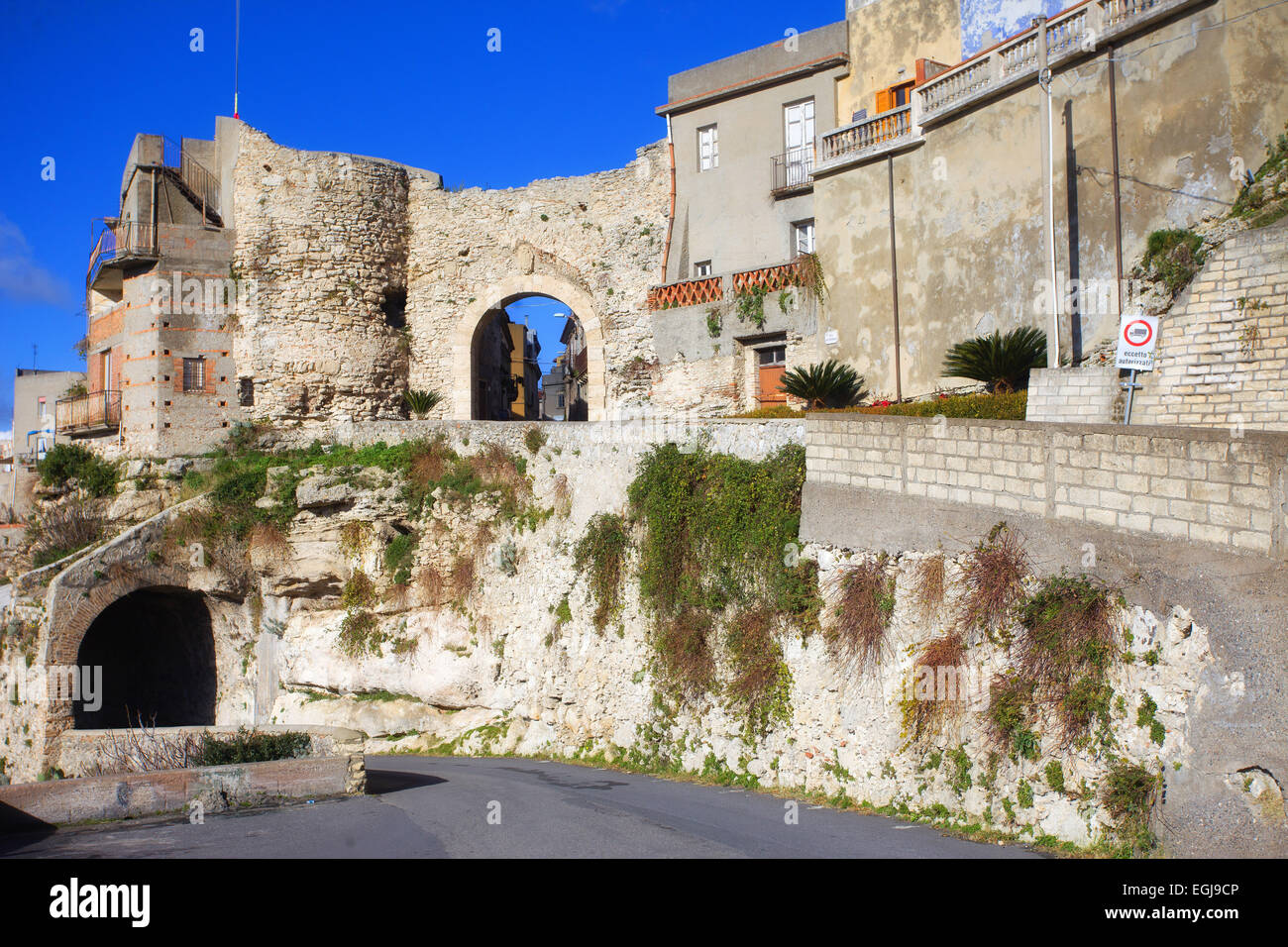 Rometta medieval fortification, Milazzo port Stock Photo - Alamy