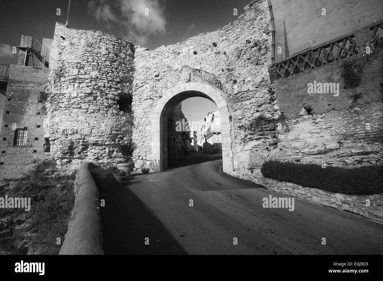 Rometta medieval fortification, Milazzo port Stock Photo - Alamy