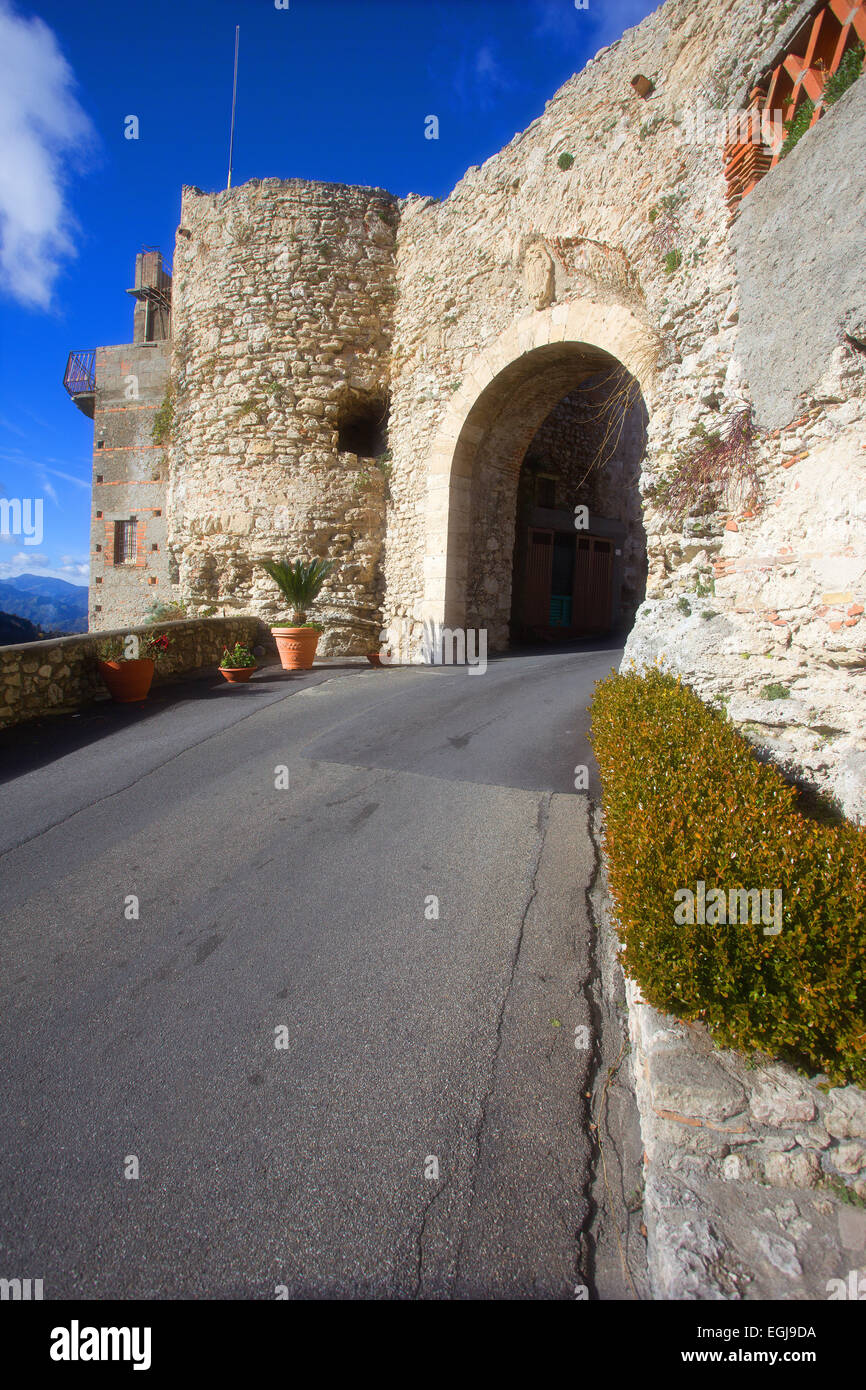 Rometta medieval fortification, Milazzo port Stock Photo - Alamy