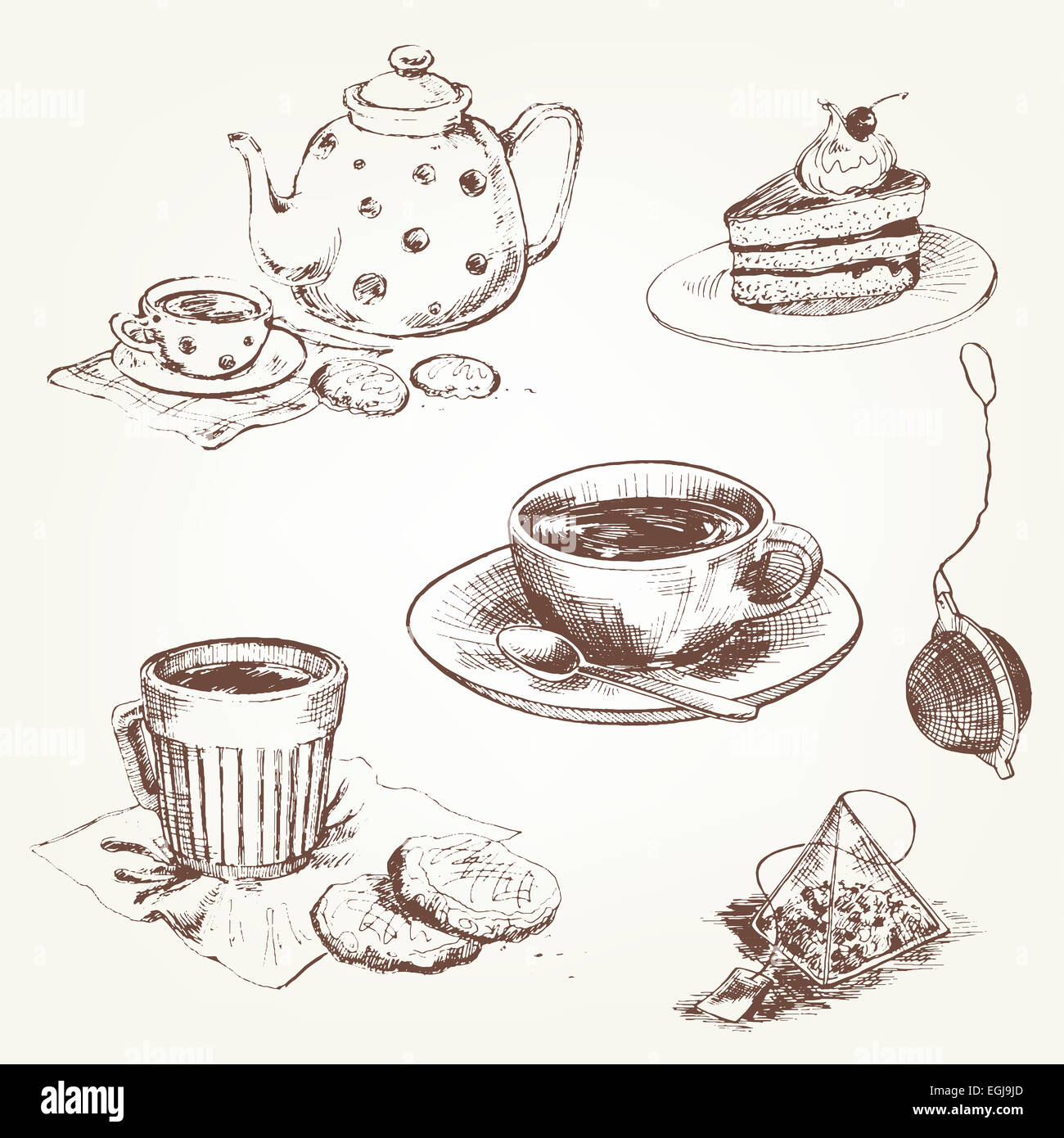 Teacup and saucer sketch hi-res stock photography and images - Alamy