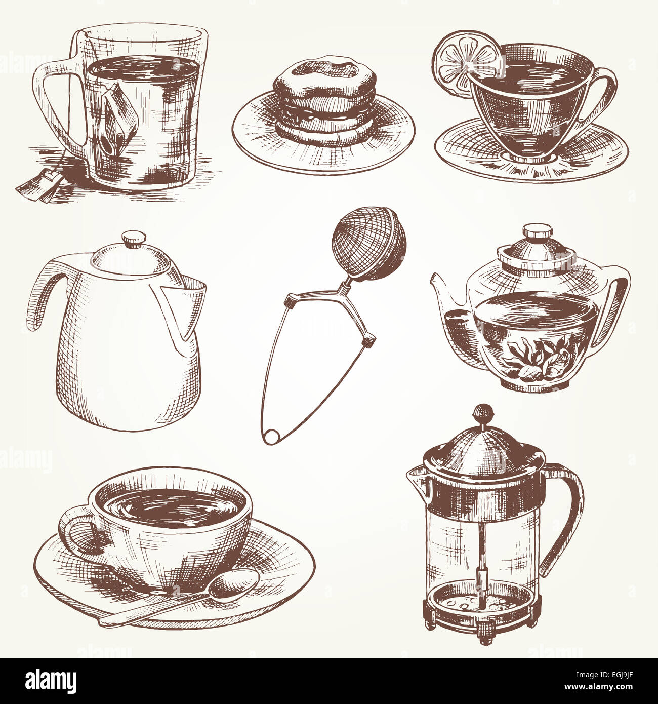 Teacup and saucer sketch hi-res stock photography and images - Alamy