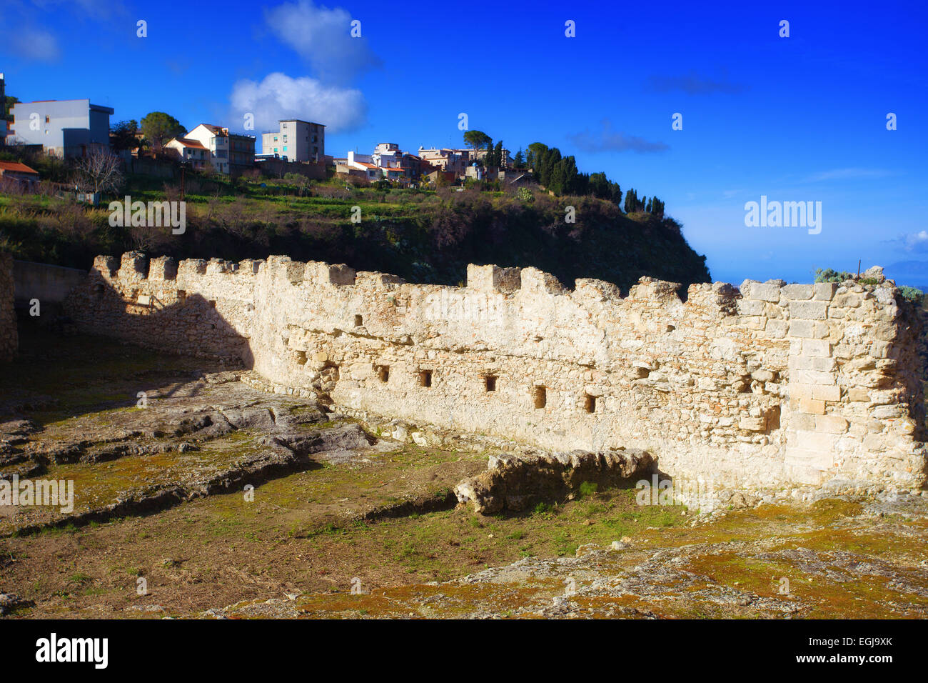 Rometta medieval fortification, Messina port Stock Photo - Alamy