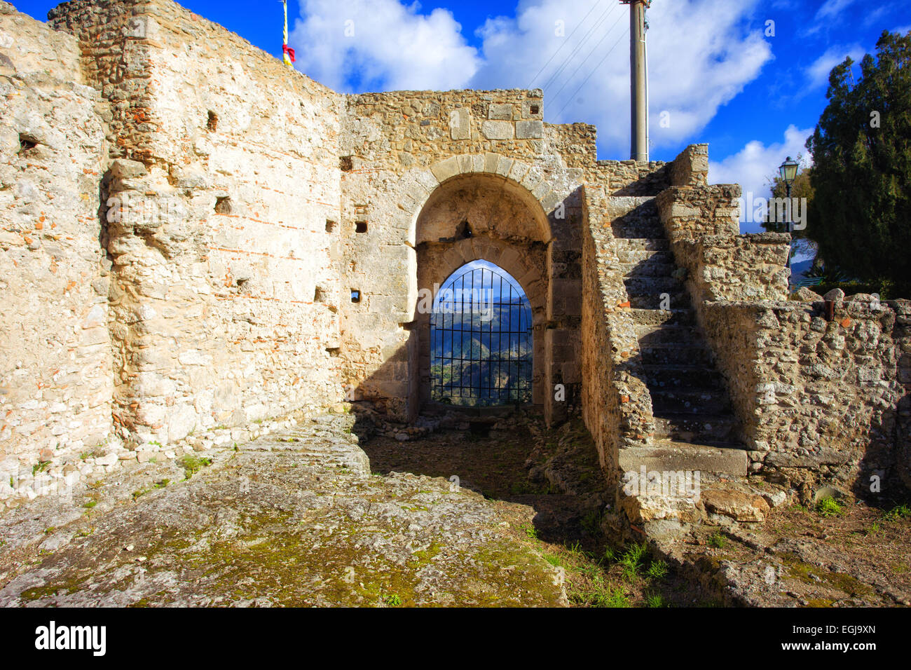 Rometta medieval fortification, Messina port Stock Photo - Alamy