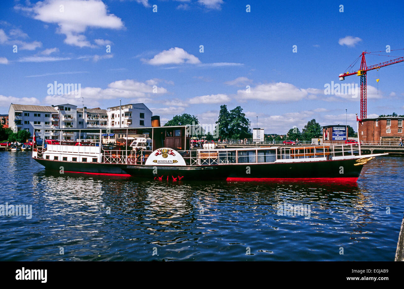 The Danish paddle steamer Hjejlen being turned on Remstrup Aa in the ...