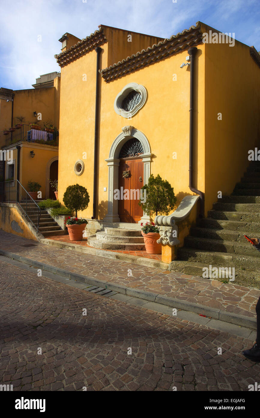 Homes in Rometta town, Sicily, Italy Stock Photo - Alamy
