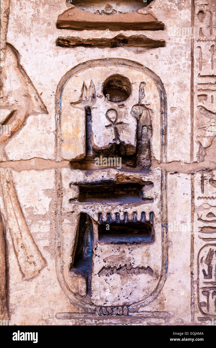 An extra deep bas relief carving in the mortuary temple of Ramesses III ...