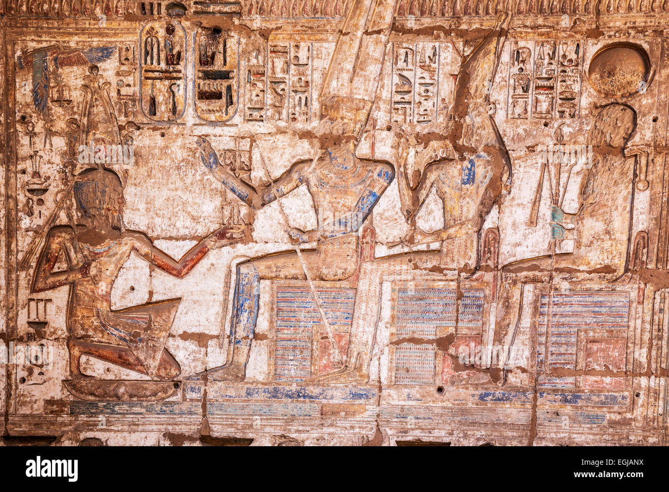 Bas relief carvings in the Ancient Egyptian mortuary temple of Ramesses ...