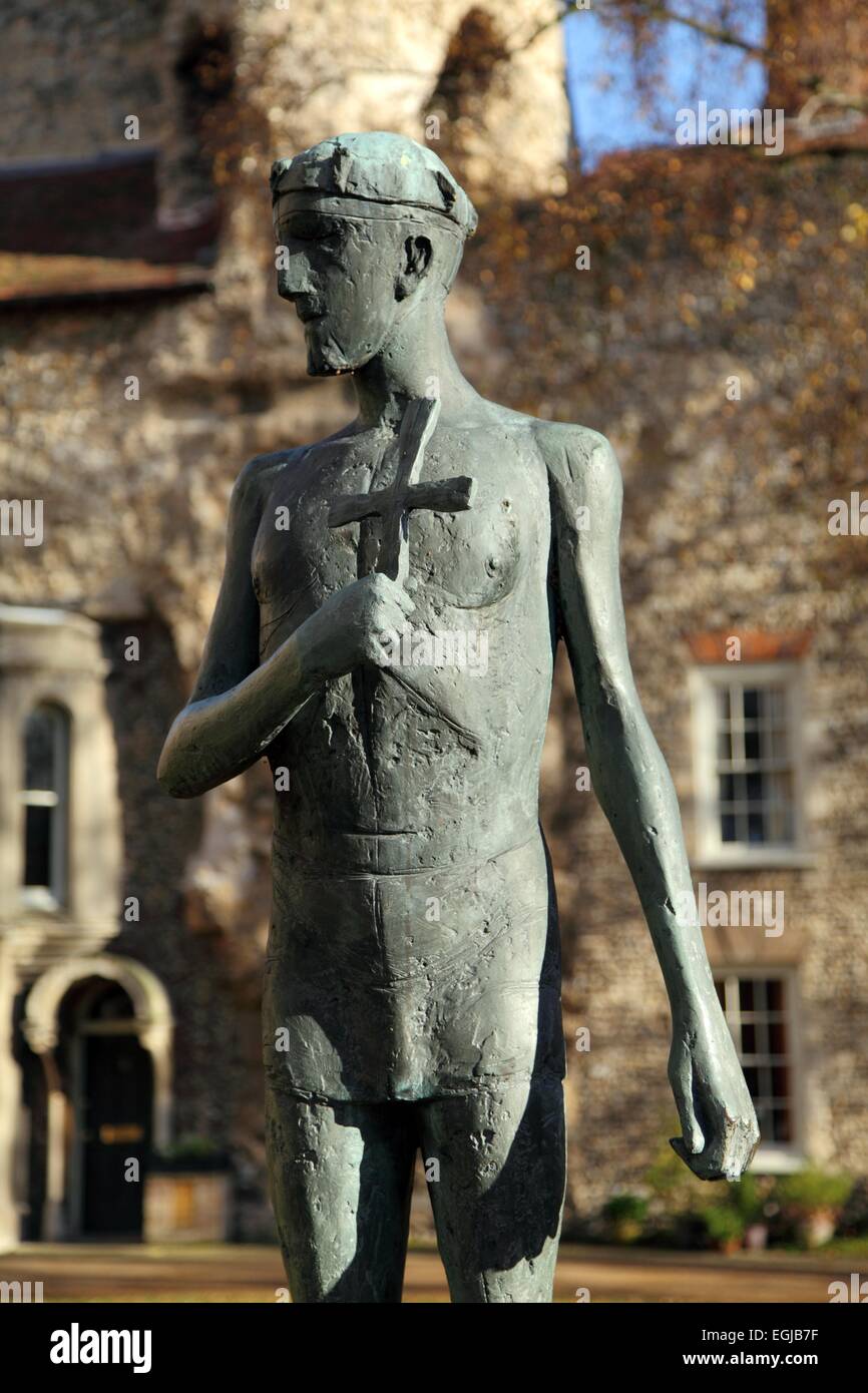 Statue of St Edmund, by Dame Elizabeth Frink, in the grounds of St ...