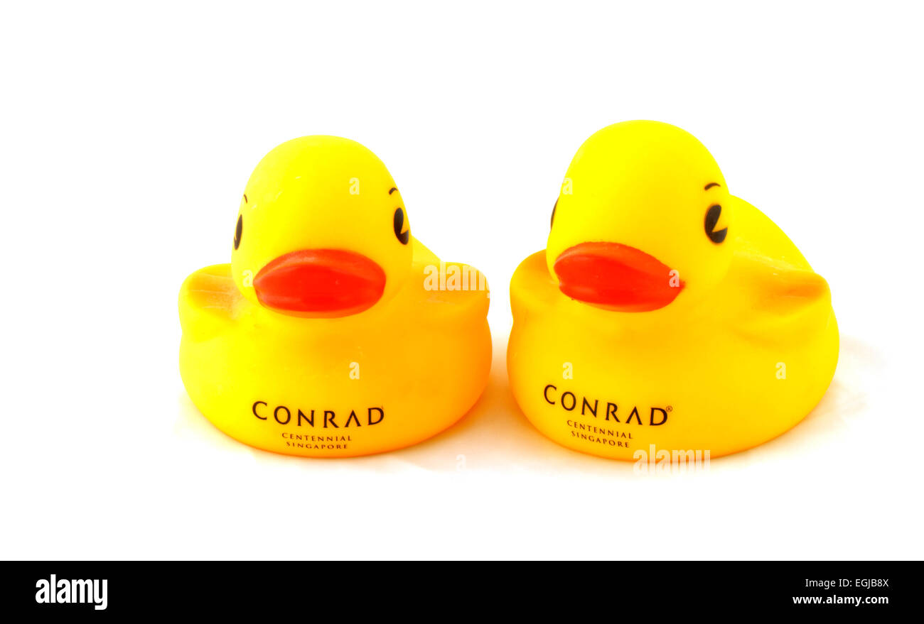 Toy yellow ducks Souvenirs for guests from Conrad Hotels in Singapore ...
