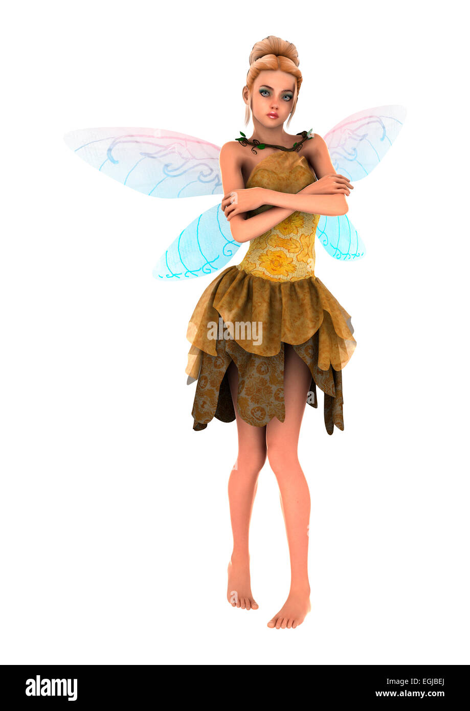 3D digital render of a beautiful fantasy fae isolated on white ...