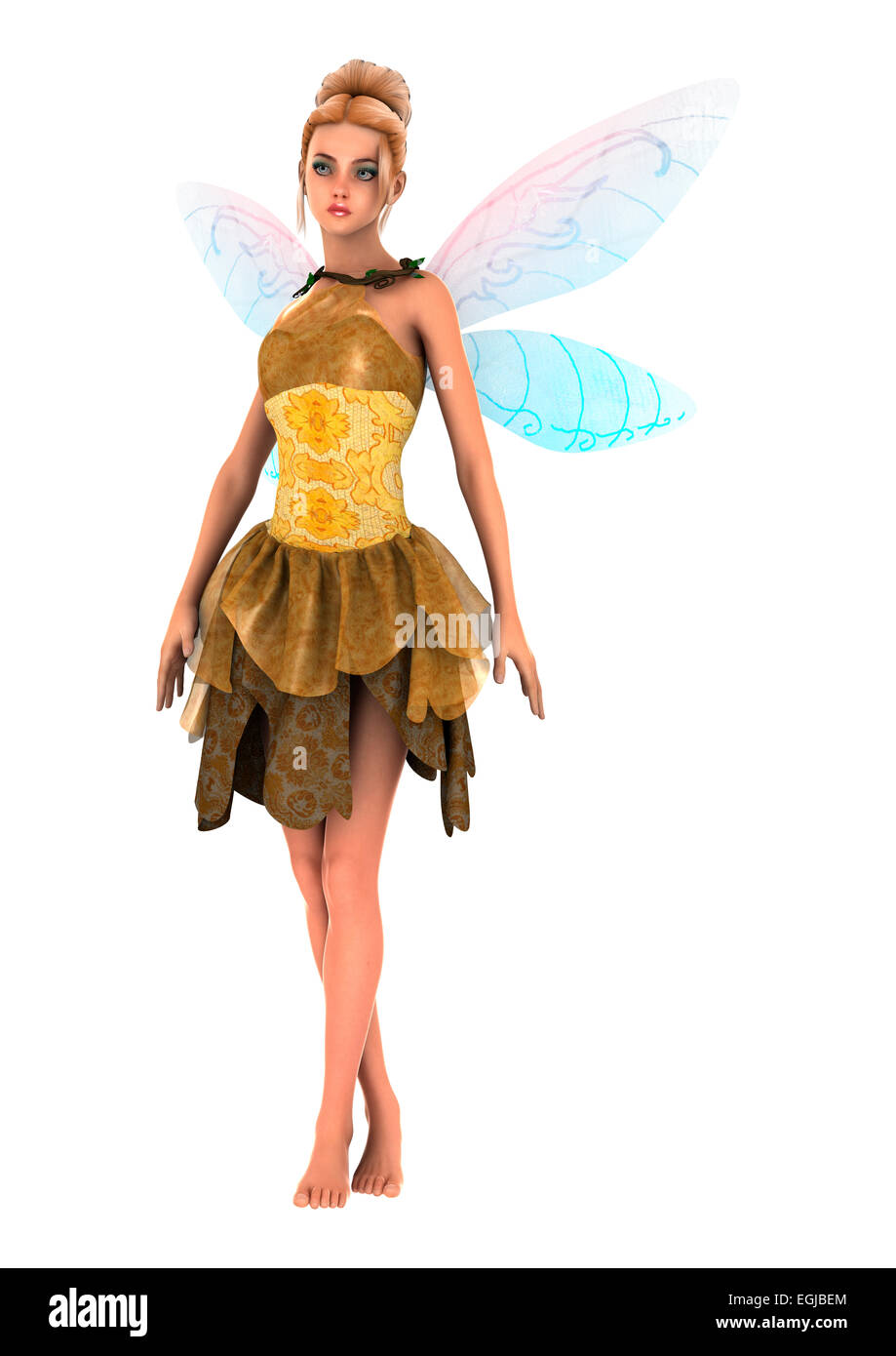 3D digital render of a beautiful fantasy fae isolated on white ...