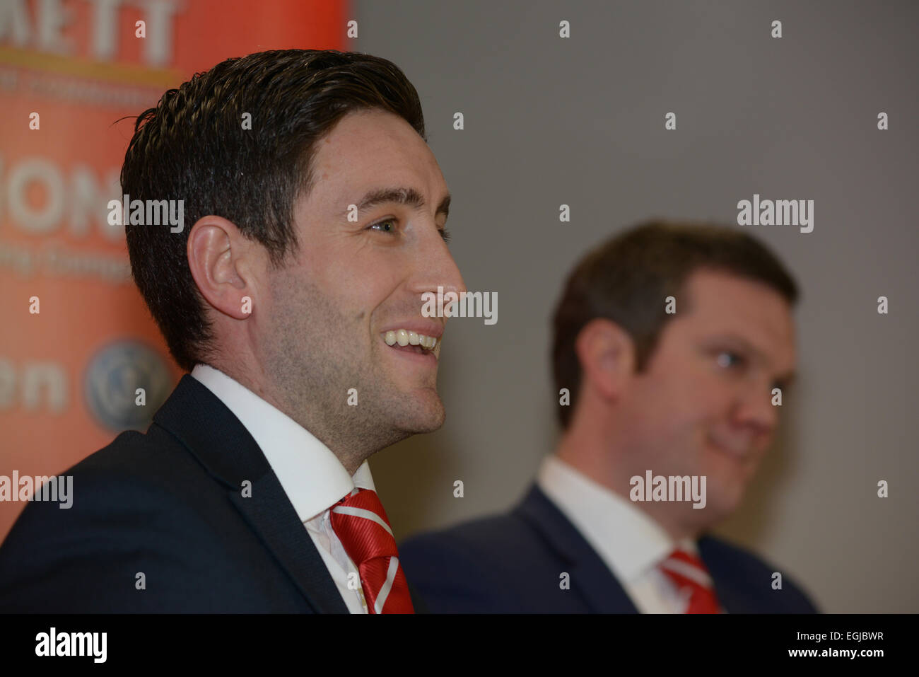 Barnsley, UK. 25th Feb, 2015. Barnsley FC's new manager Lee Johnson is ...