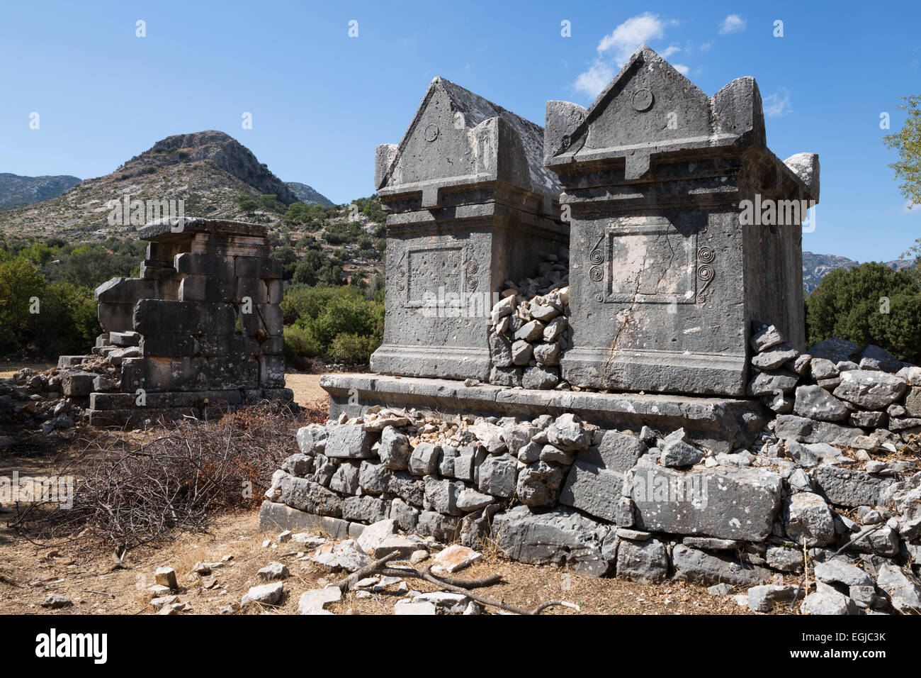 Lycian sarcophagi of ancient Sidyma, Dodurga village, Mugla Province ...