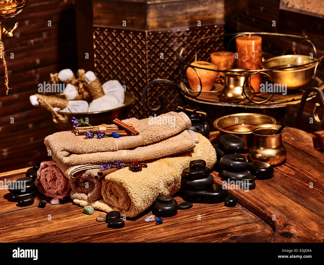Ayurvedic spa massage still life Stock Photo - Alamy