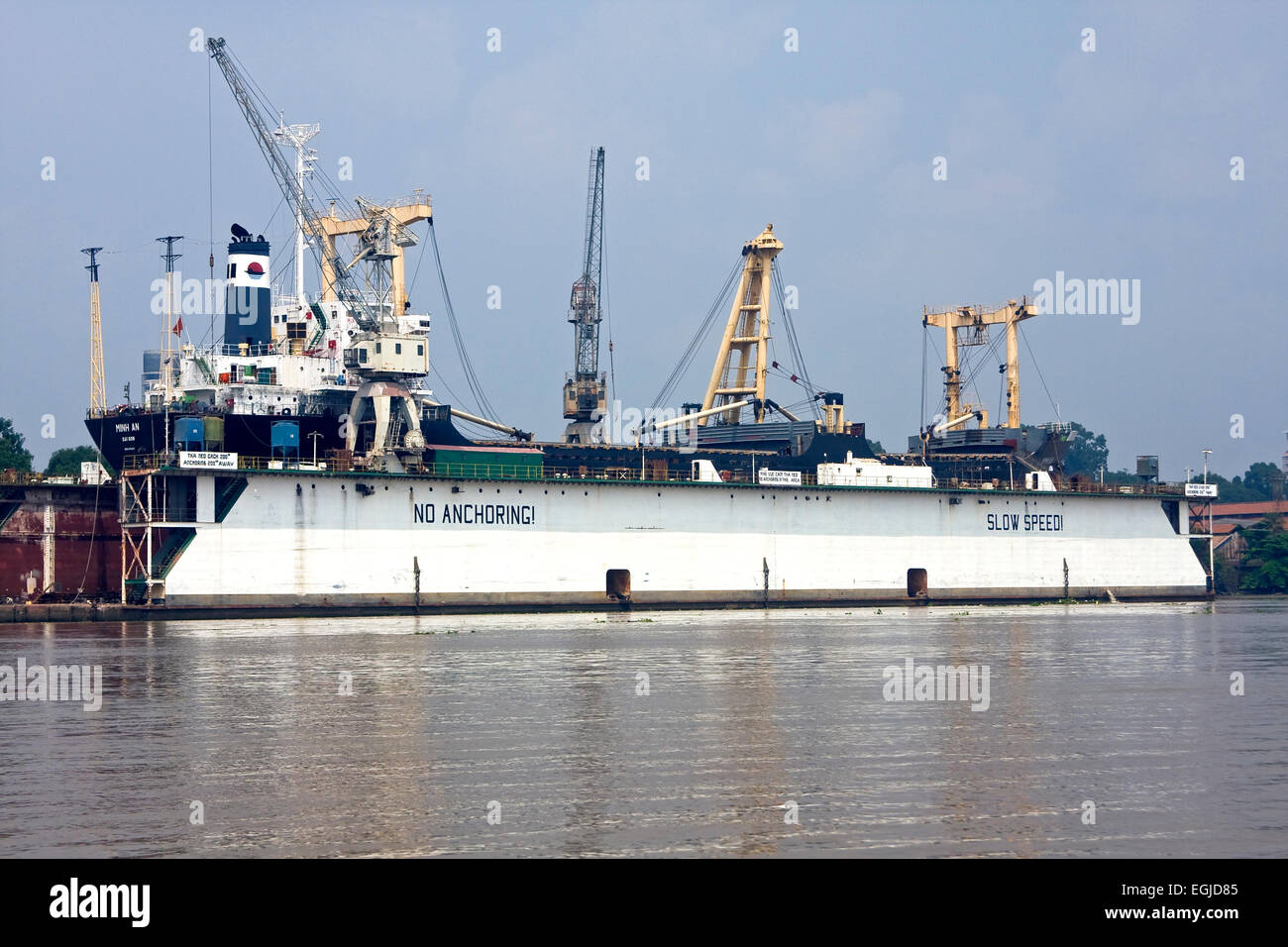 Ship in the floating dock in the harbor Saigon on the Saigon River ...
