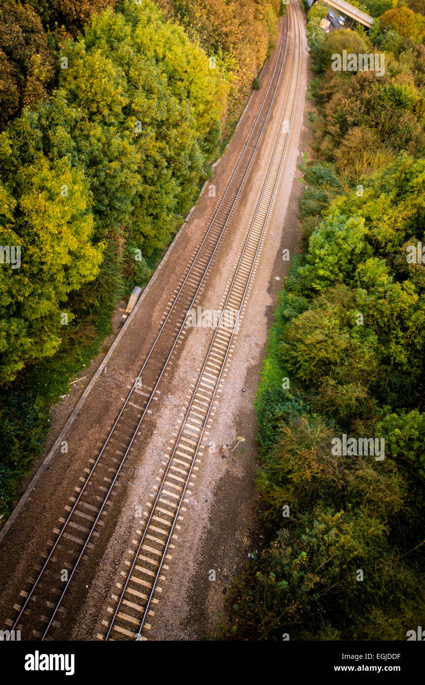Aerial view of railway tracks Stock Photo - Alamy