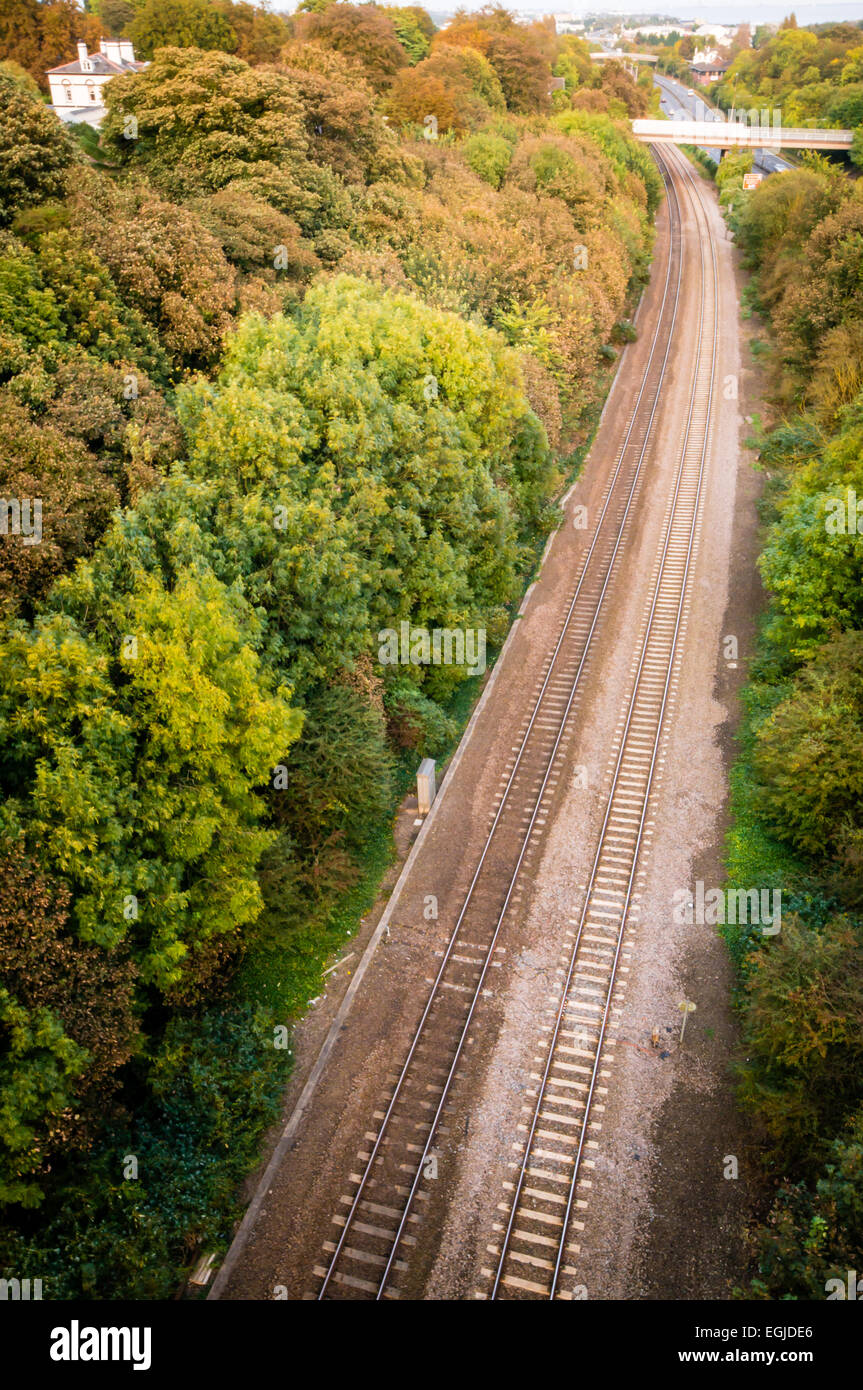 Aerial view of railway tracks Stock Photo - Alamy