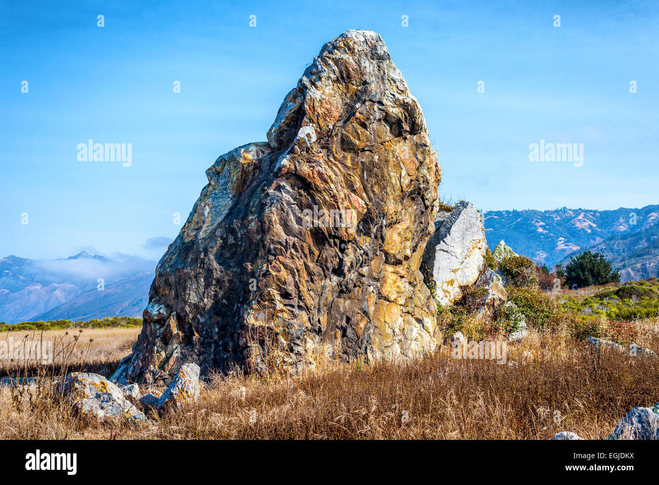 Rock formation in a meadow. Big Sur, California, United States Stock ...